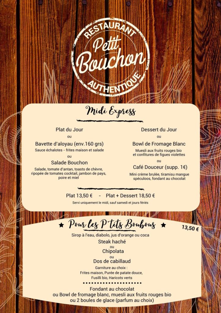 Le Menu - Petit Bouchon Authentique